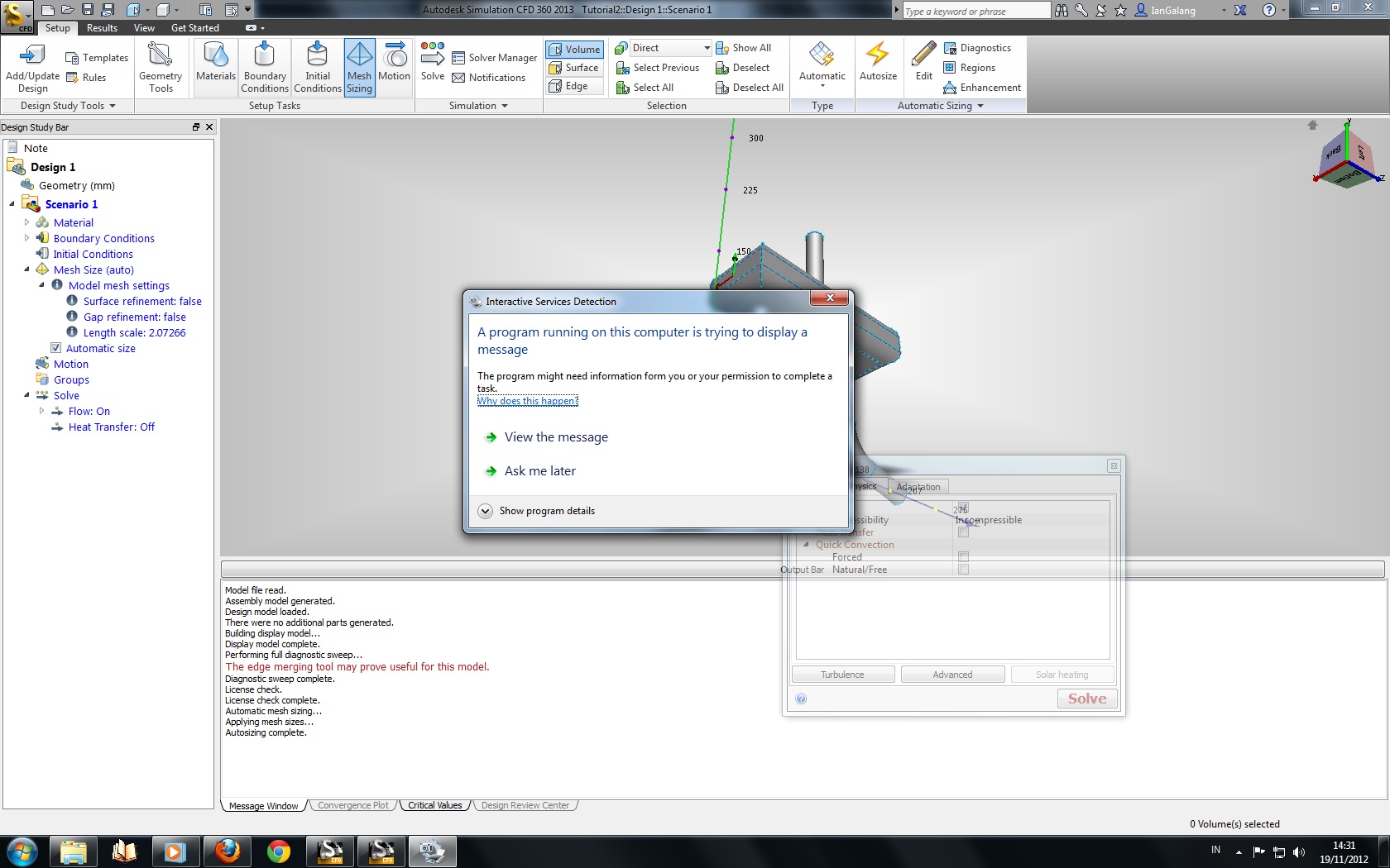 "Interactive services detection" pop up,when solve - Autodesk Community