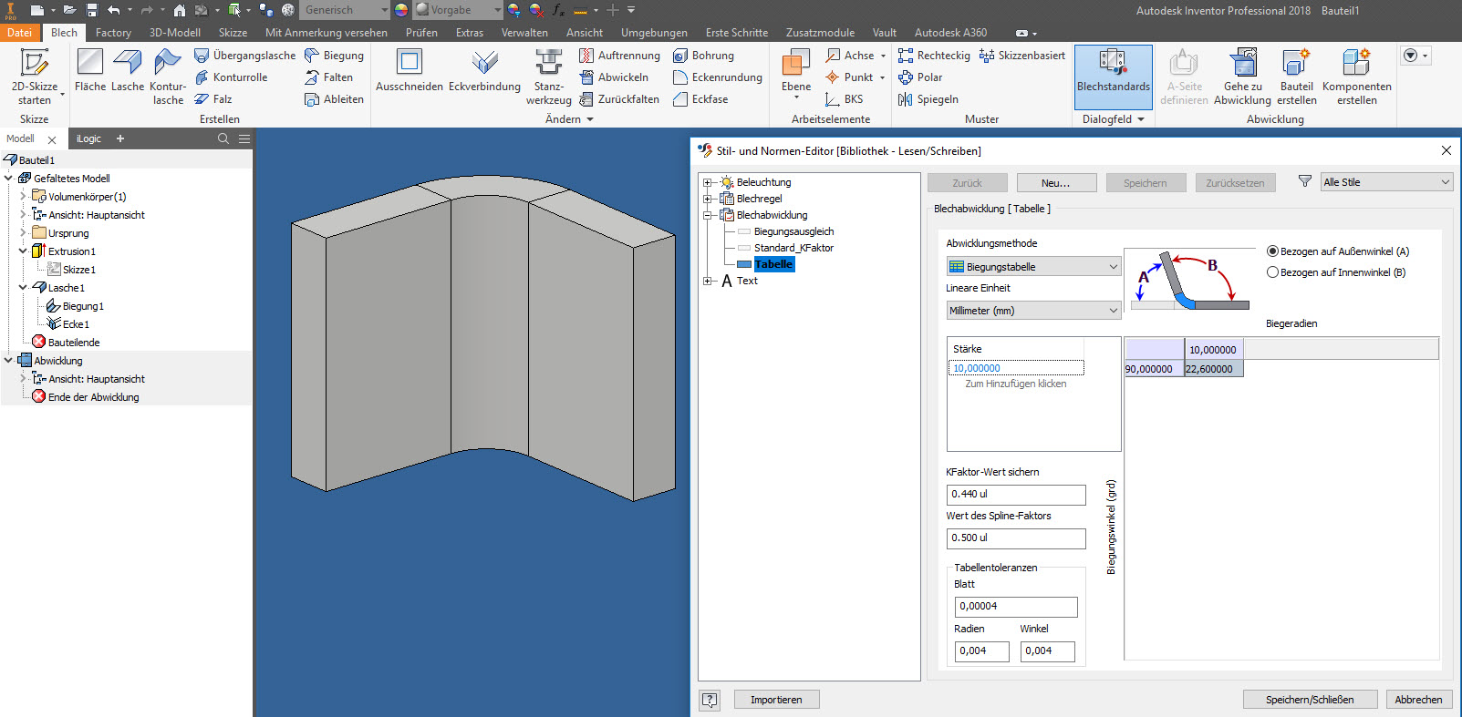 Gelöst: Inventor: Abwicklungen auf eine Nachkommastelle begrenzen ...
