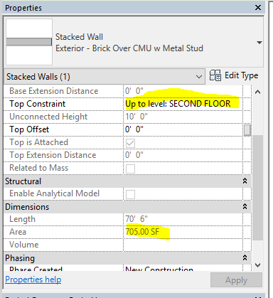 Stacked Walls area calculation error - Autodesk Community