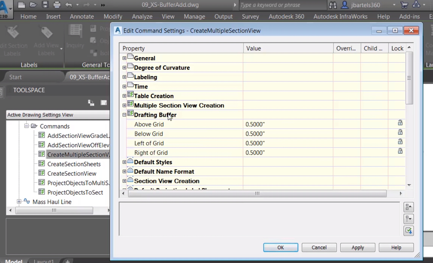 Edit dimensions of drafting buffer directly from the Section View Properties. - Autodesk Community