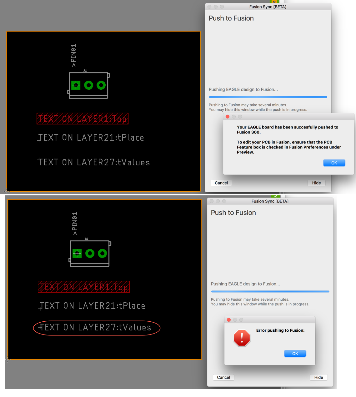 Solved: Error Pushing to Fusion if center-left/right aligned text is ...