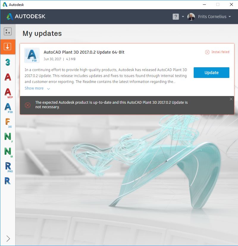 Solved: The expected Autodesk product is up-to-date and not necessary - Autodesk Community