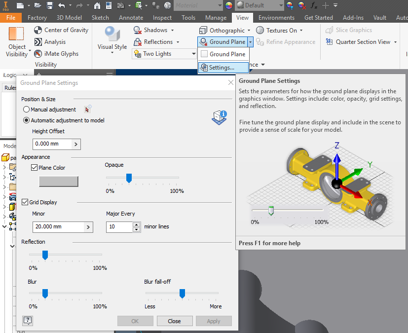 Solved: Inventor 2018 Ground Plane & Background Not Showing - Autodesk Community
