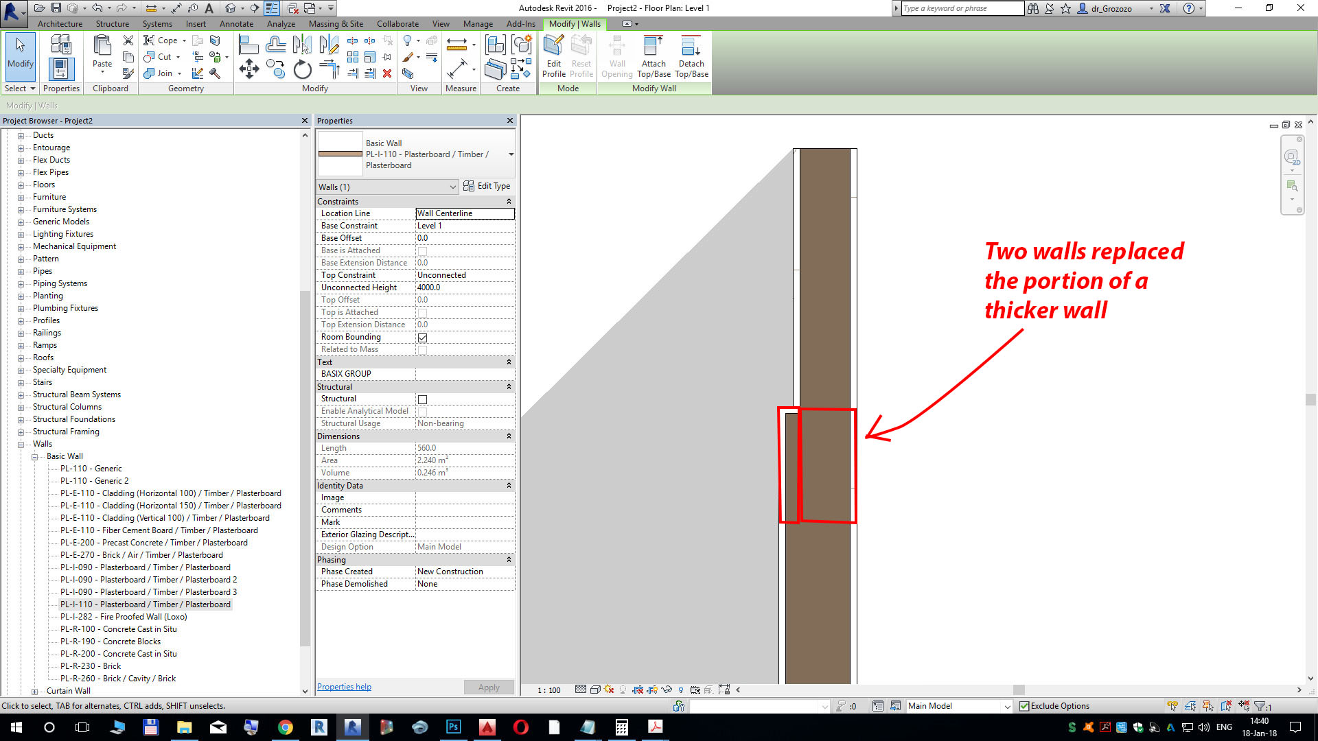 Wall wrapping at abutment (wall thickening) - Autodesk Community