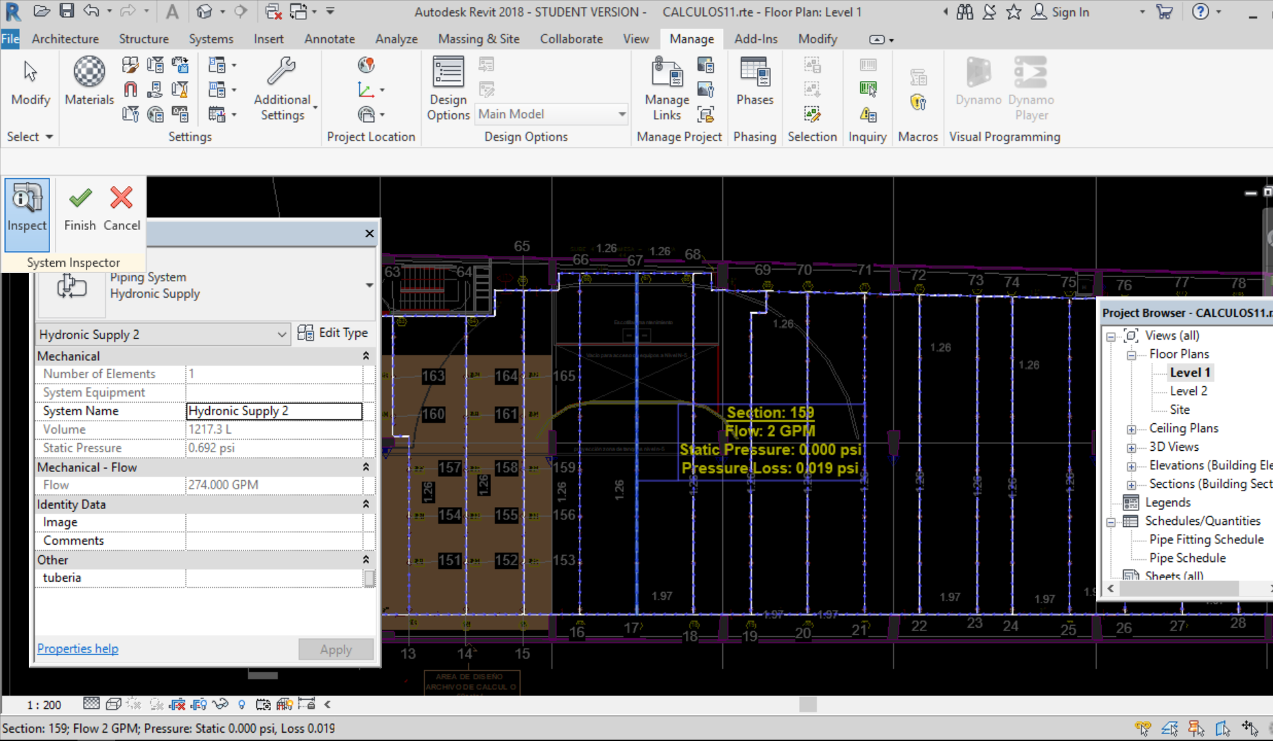System inspector pressure drop different from pressure drop parameter ...