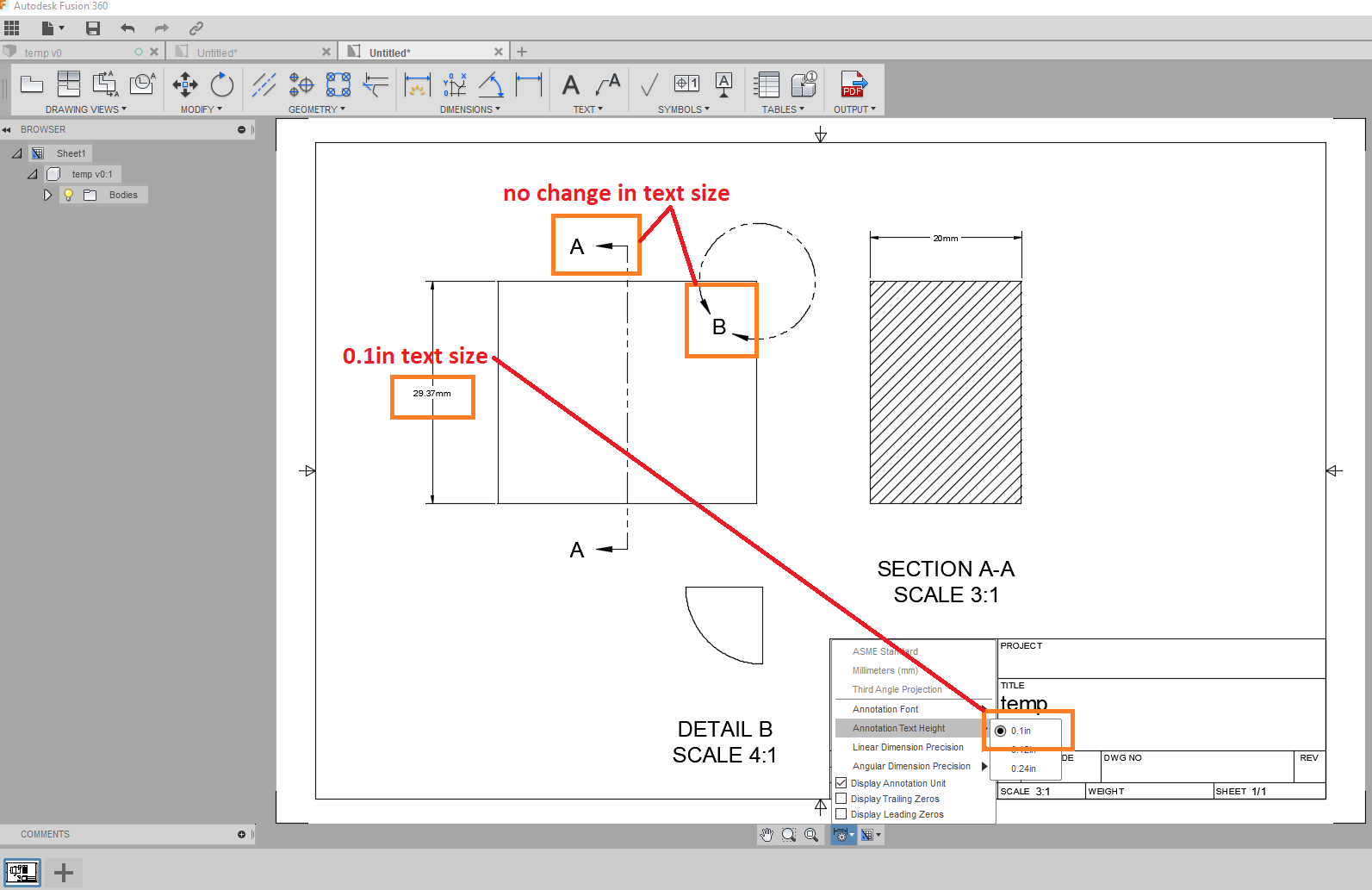 Section view label size issue - Autodesk Community