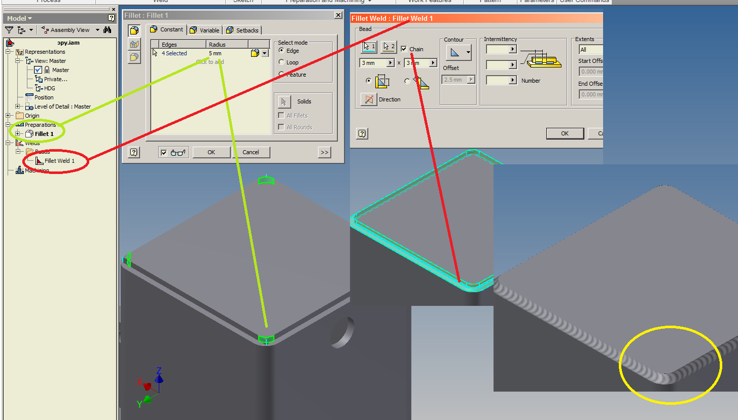Filling irregular corners with weld; overlap groove welds with fillet ...