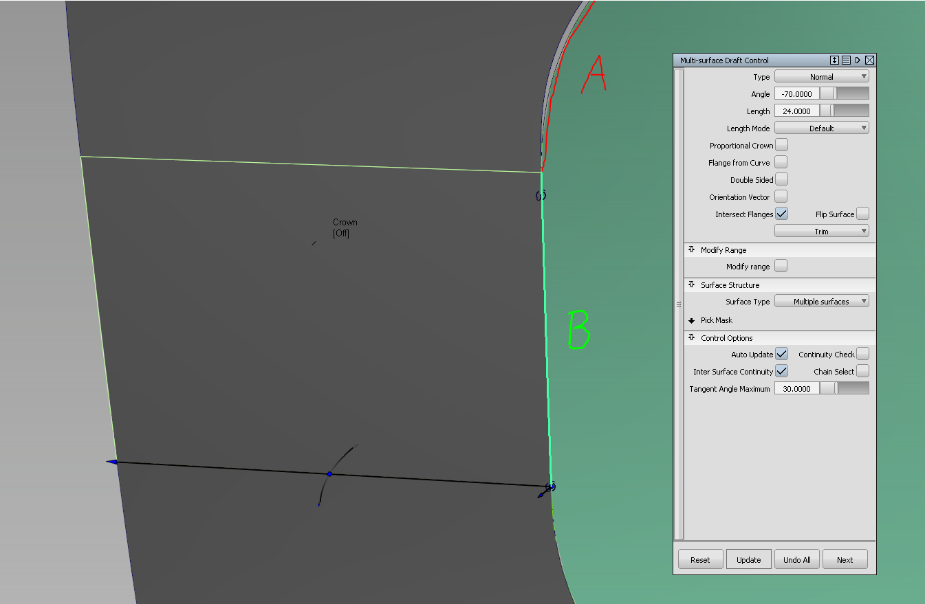 Multi surface drafts (and blend curves) really enjoys flipping ...