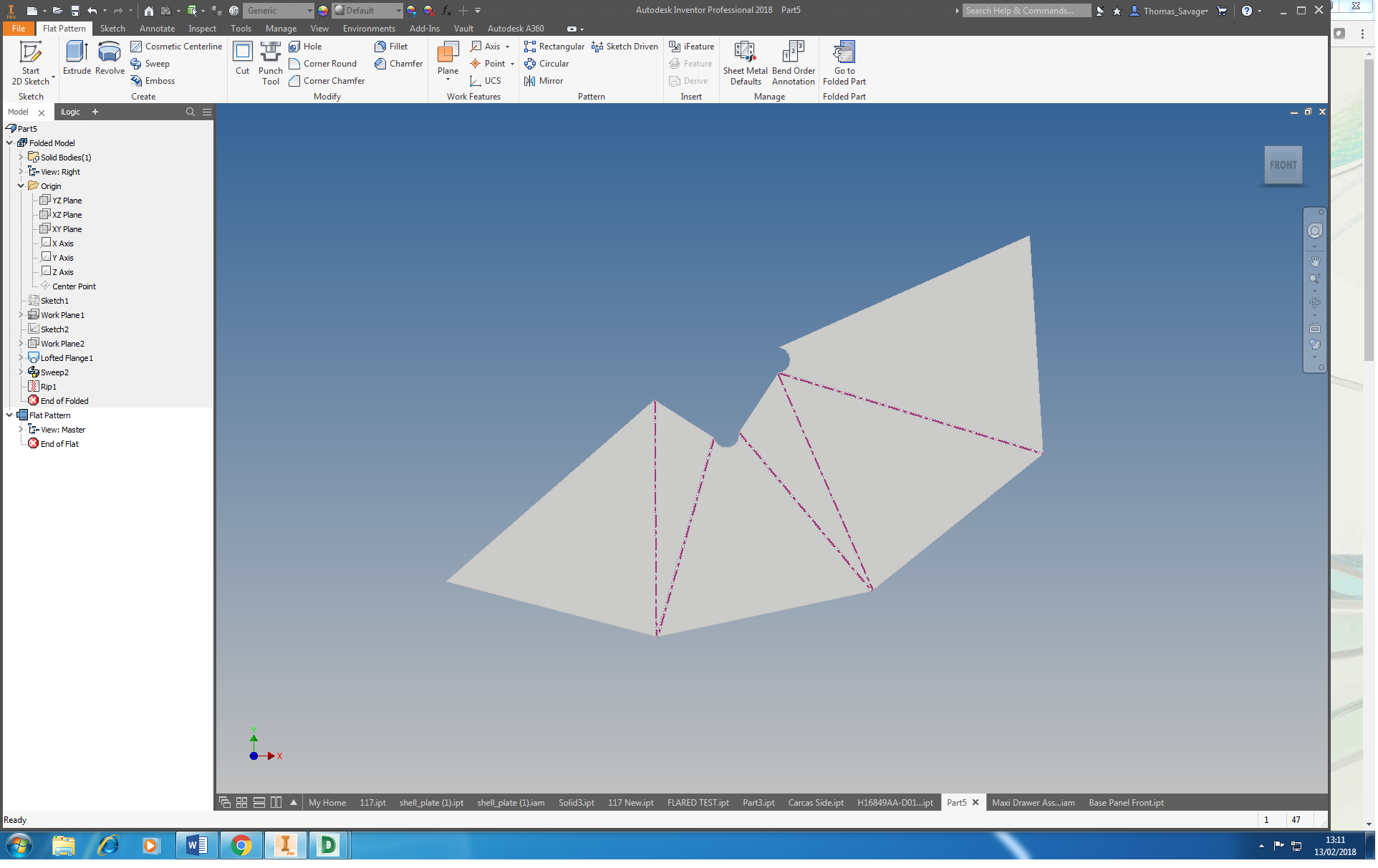 Solved: Inventor 3D Solid STEP File Hopper to Sheet Metal Flat Pattern For Laser Cutter ...