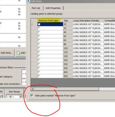 Solved: Remove from Spec - can you add ? spec editor - Autodesk Community