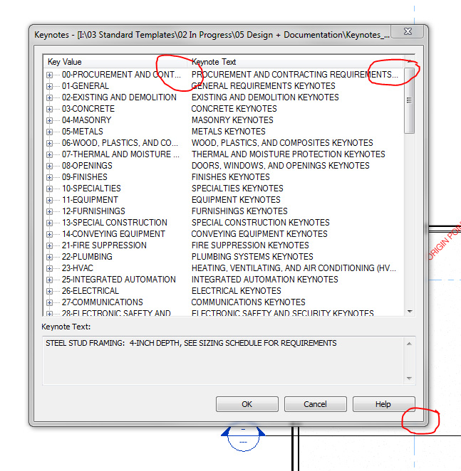 Make the Keynote list able to be re-sized. - Autodesk Community