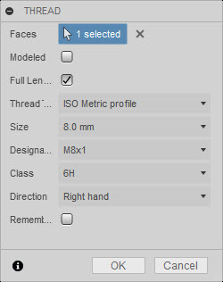 Thread tool and hole size - Autodesk Community