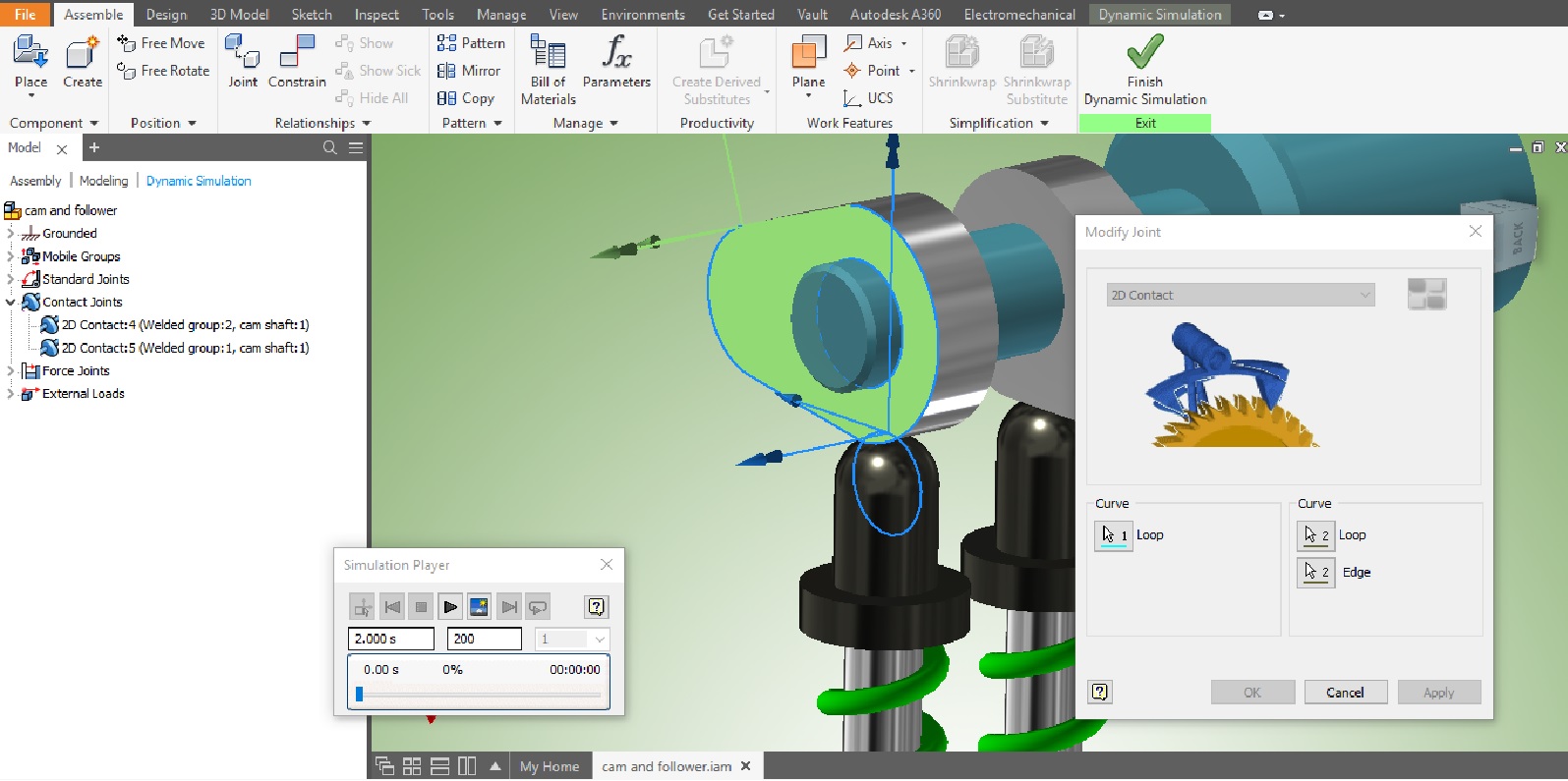 Solved: cam and follower with adaptive spring - Autodesk Community