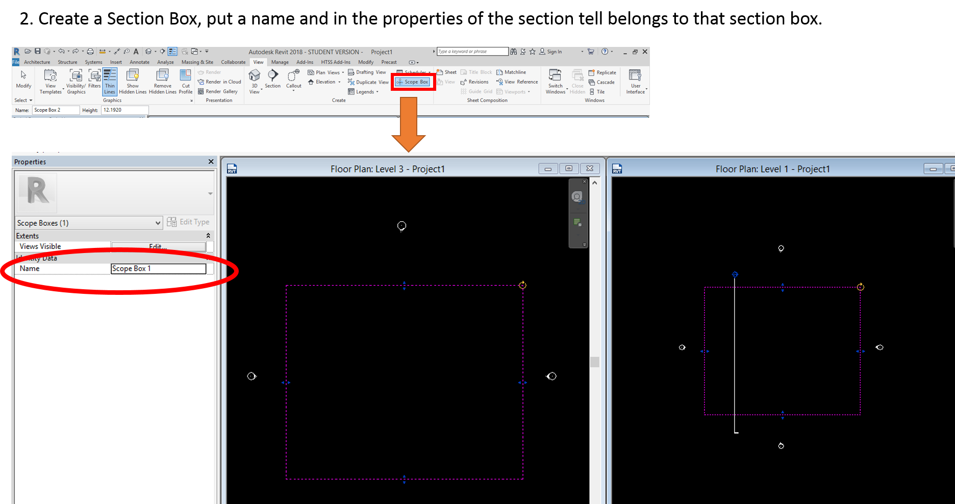 section marks showed on different lenths on different plan views ...