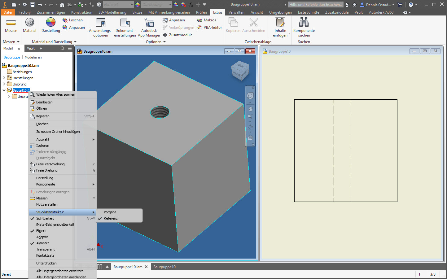 Gelöst: Inventor: Gewinde wird auf Zeichnung wieder nicht angezeigt ...