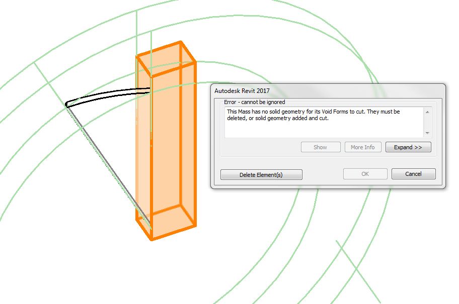This Mass has no solid geometry for its Void Forms to cut. They must be deleted, - Autodesk ...