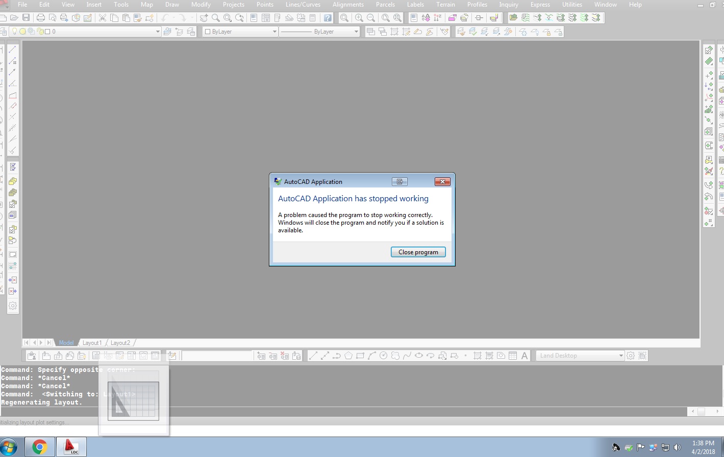 Acad Crash When I click on Paper Space Tab - Autodesk Community