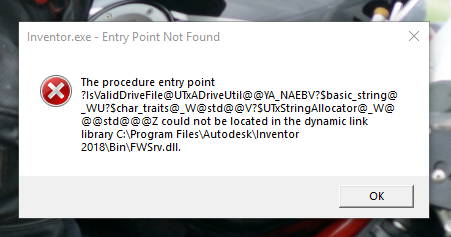Inventor 2018 Entry Point not found - Autodesk Community