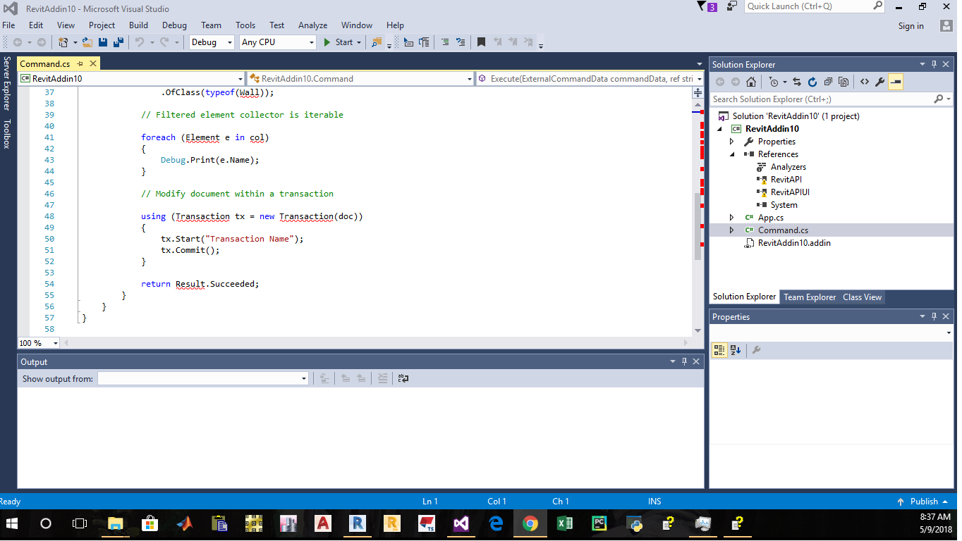 Revit API Reference with yellow triangle Visual Studio 2015. - Autodesk ...