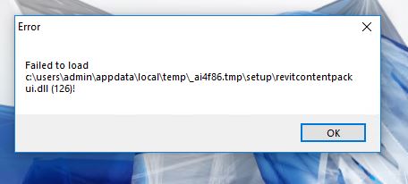 failed to load c:/users/%username%/appdata/...../revitcontentpackui.dll - Autodesk Community