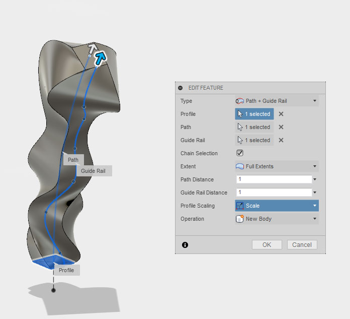 Solved: [Advanced] How to extrude with a function-defined angle over the path ? - Autodesk Community