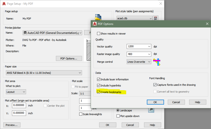 Solved: PDF bookamarks via "publish using page setup override" - Autodesk Community