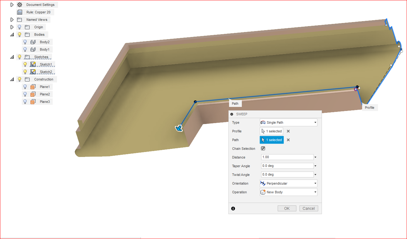 Miter and join two sheet metal components. Like gutters meeting at a ...