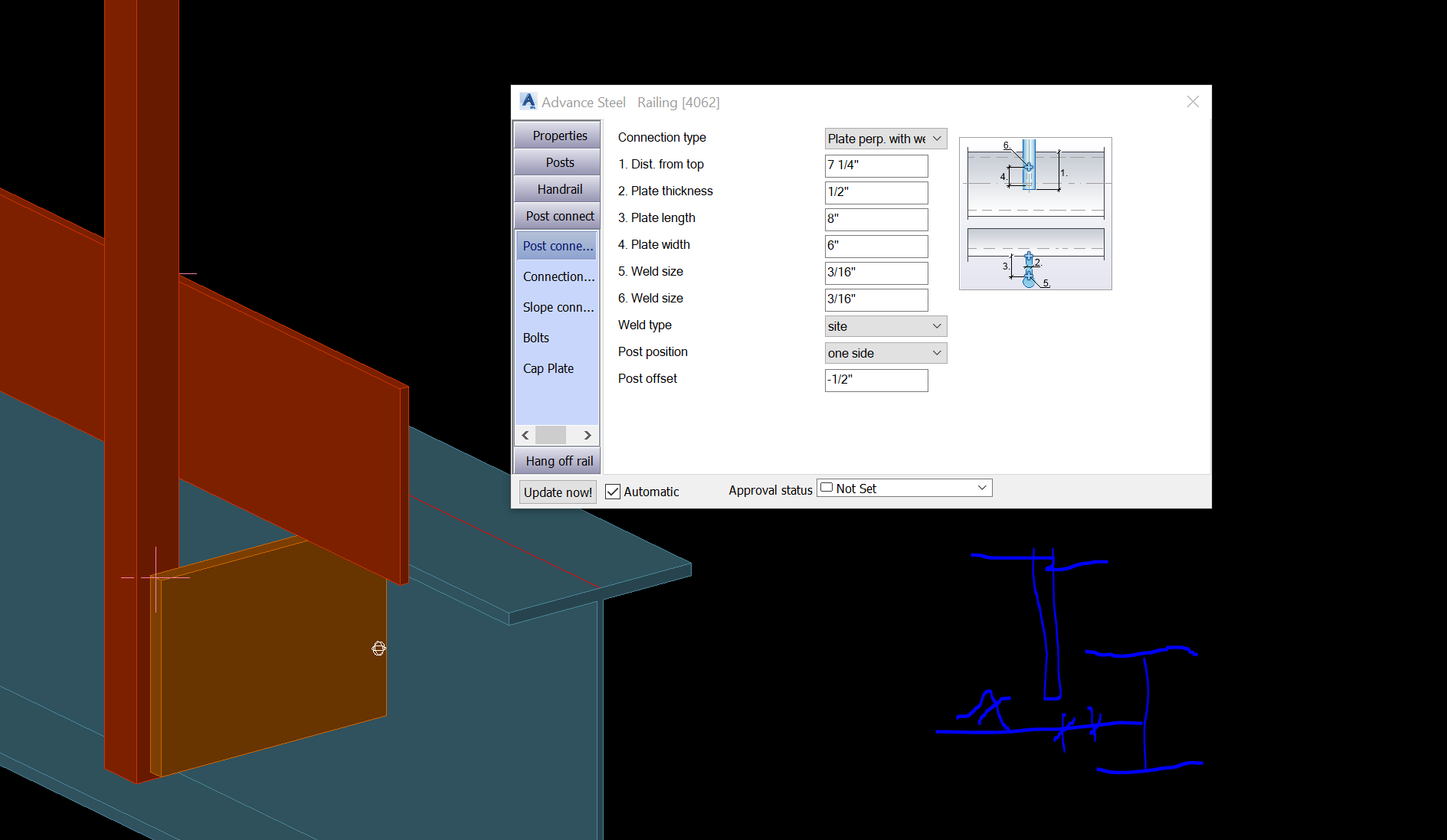 Handrail Macro Post Connection - Folded Plate Option With Bolts ...