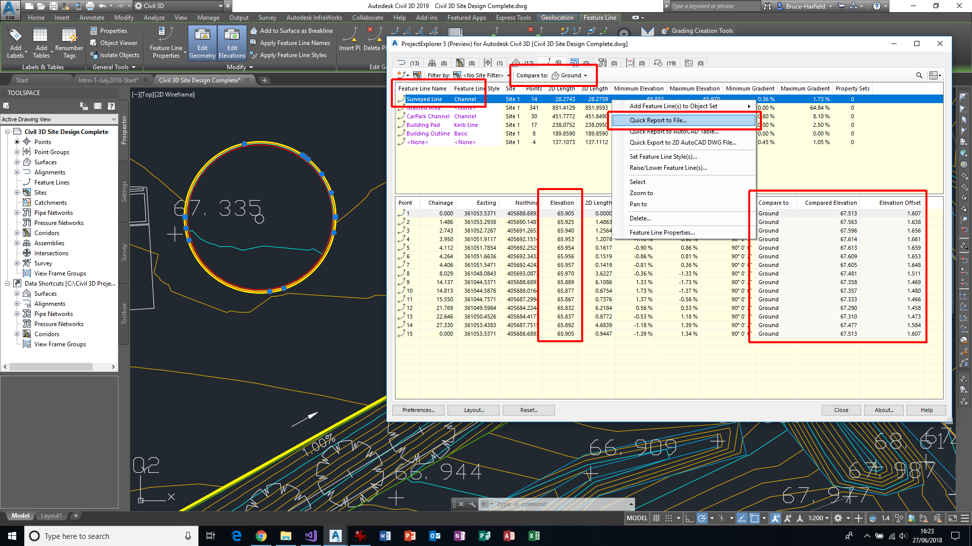 Solved: Report both featureline node elevation and surface elevation at that point - Autodesk ...