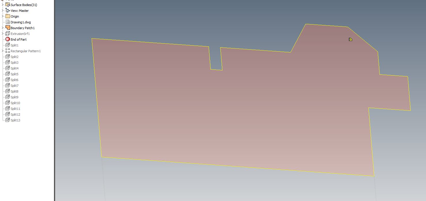How to split a surface from rectangular pattern feature occurrence - Autodesk Community