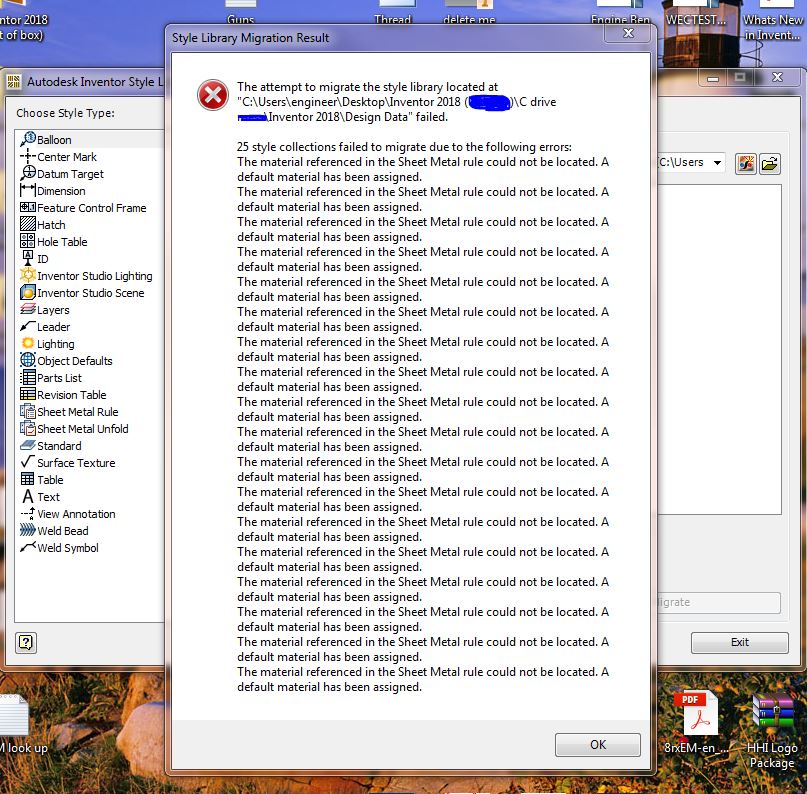 Inventor 2019 Style Library Manager will not Finish Migration ...