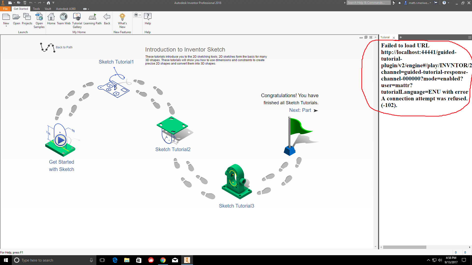 Solved: Inventor 2018 Learning Path and Tutorial Gallery Not Working ...