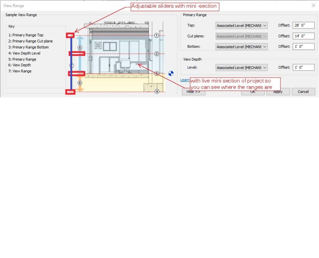 View Range adjustment Slider with section showing settings - Autodesk Community