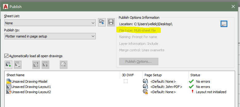 Solved: Publish multiple layouts/drawings to single pdf - Autodesk ...