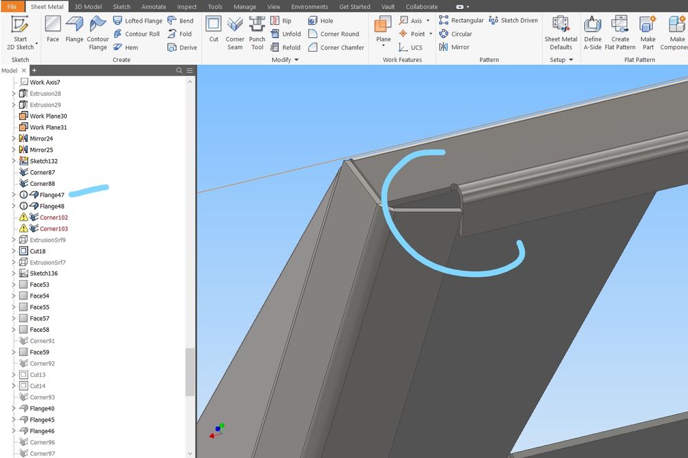 Solved: Self intersecting flanges makes inventor crash, can't change anything - Autodesk Community