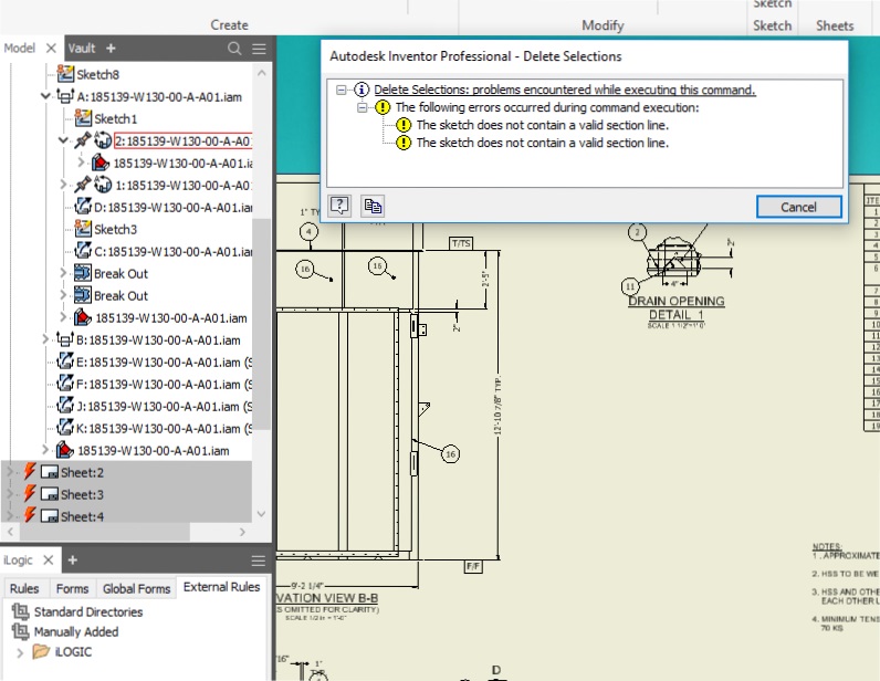 INVENTOR 2019 - THE SKETCH DOES NOT CONTAIN A VALID SECTION LINE ...