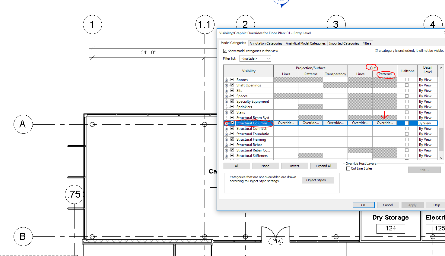 cambiar patron o textura en corte de columnas de concreto - Autodesk ...