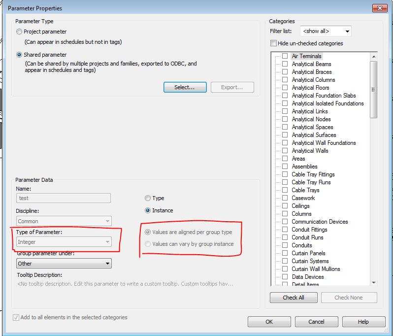 Shared parameter integer cant vary per group? - Autodesk Community