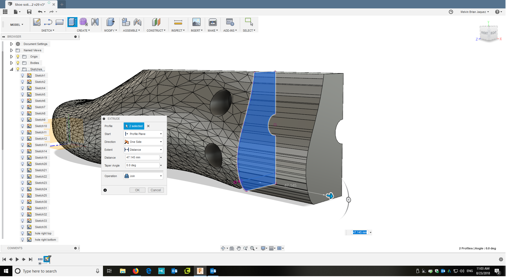 capture 3d Outline to create 2d outline and then extrude to 3d ...