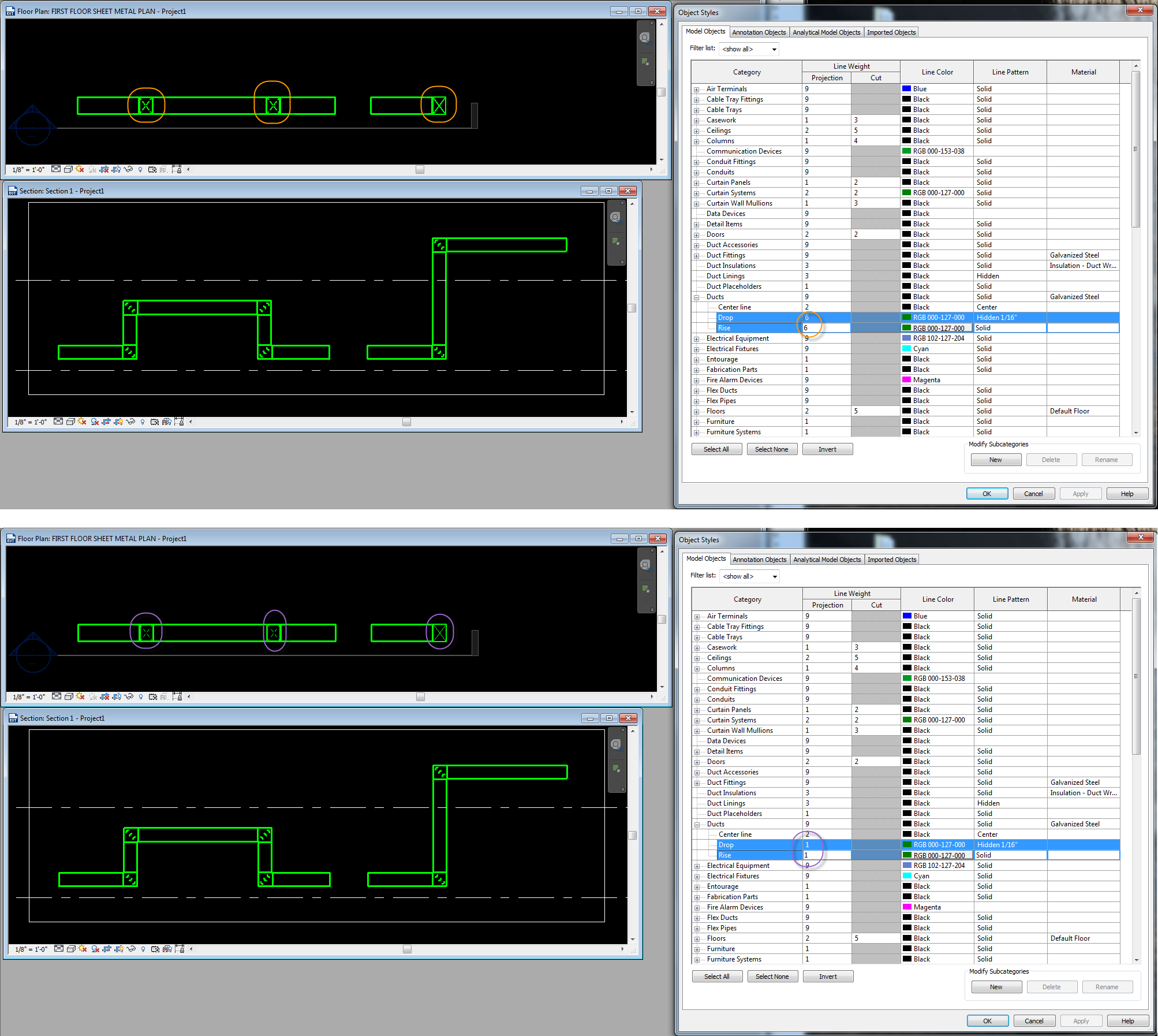 RMEP 2019 duct rise/drop lineweights - Autodesk Community