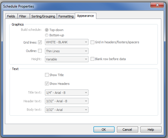 Solved: "Appearance" tab in Schedule Properties is grayed out - Autodesk Community