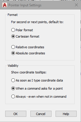 Pointer input "second or next points" not defaulting to cartesian ...