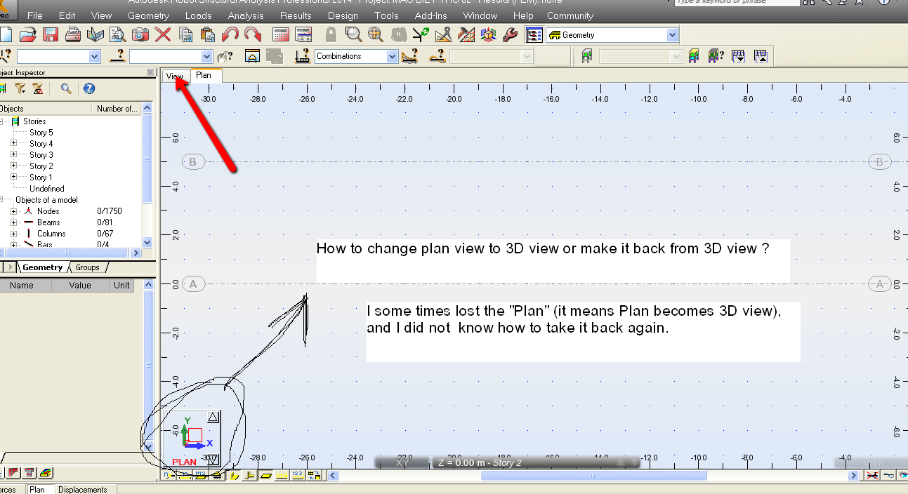 Solved: How to switch back to plan view from 3D view in Robot ...