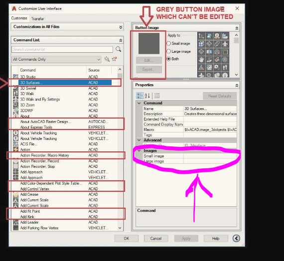 Solved: AutoCAD 2019 Command List Button Images are blank (white ...