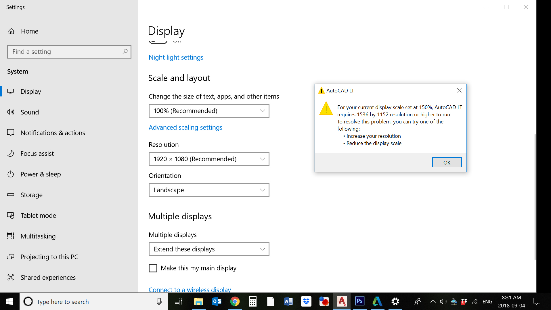 Solved: Screen Resolution Warning on Start-Up - Autodesk Community