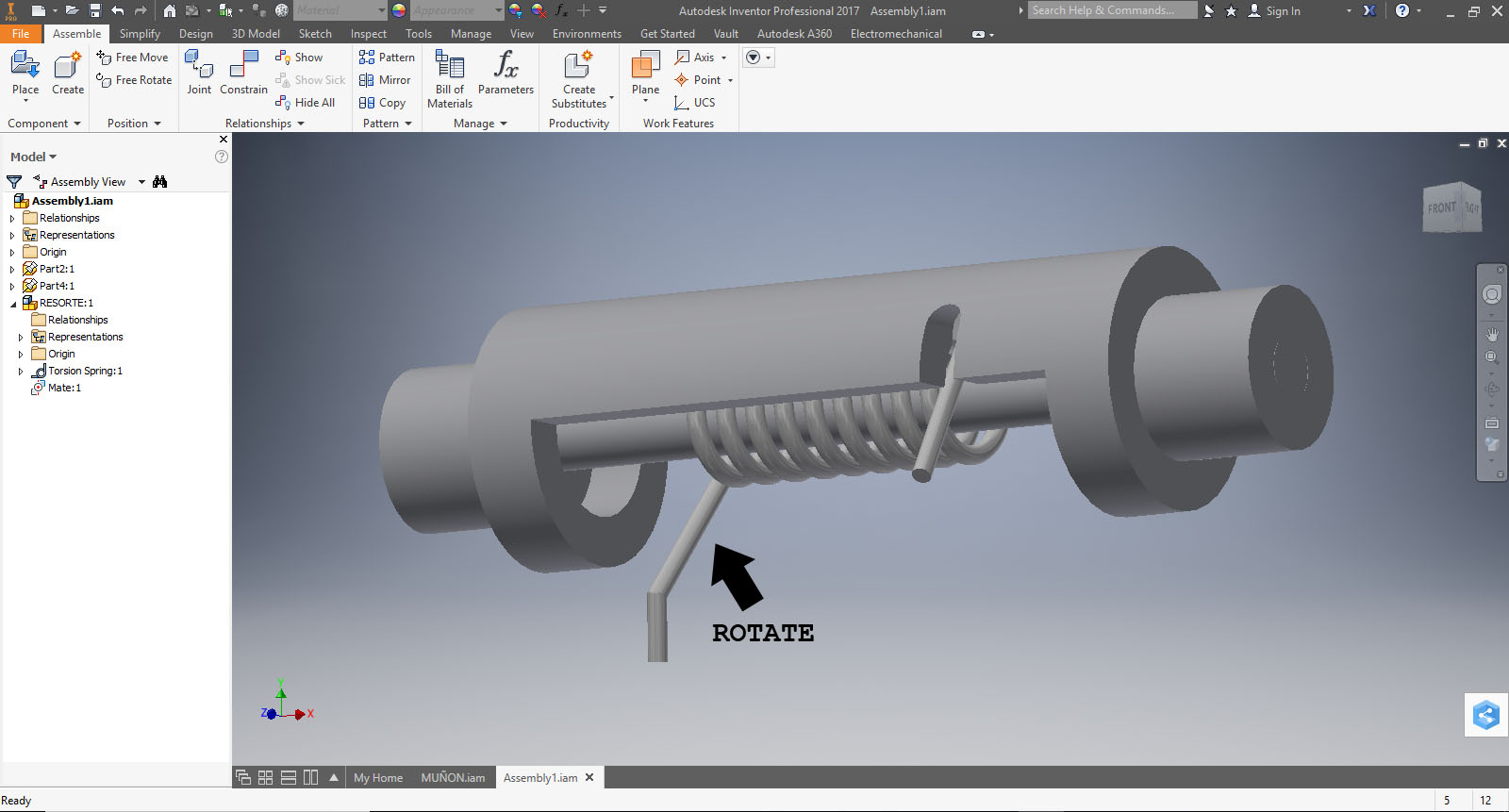 Solved: Inventor 2017 Constrain Spring Positioned On Axis To Rotate ...