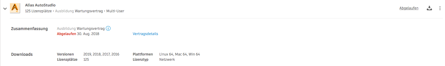 Verlängerung Education Wartungsvertrag und Netzwerklizenz Erstellung ...