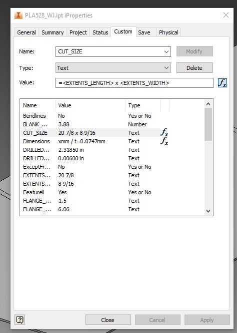 Flat pattern dimensions to BoM - Autodesk Community