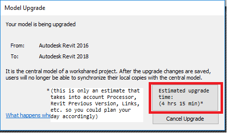 Add an Estimated Time of Upgrading a Revit Project in the upgrade ...