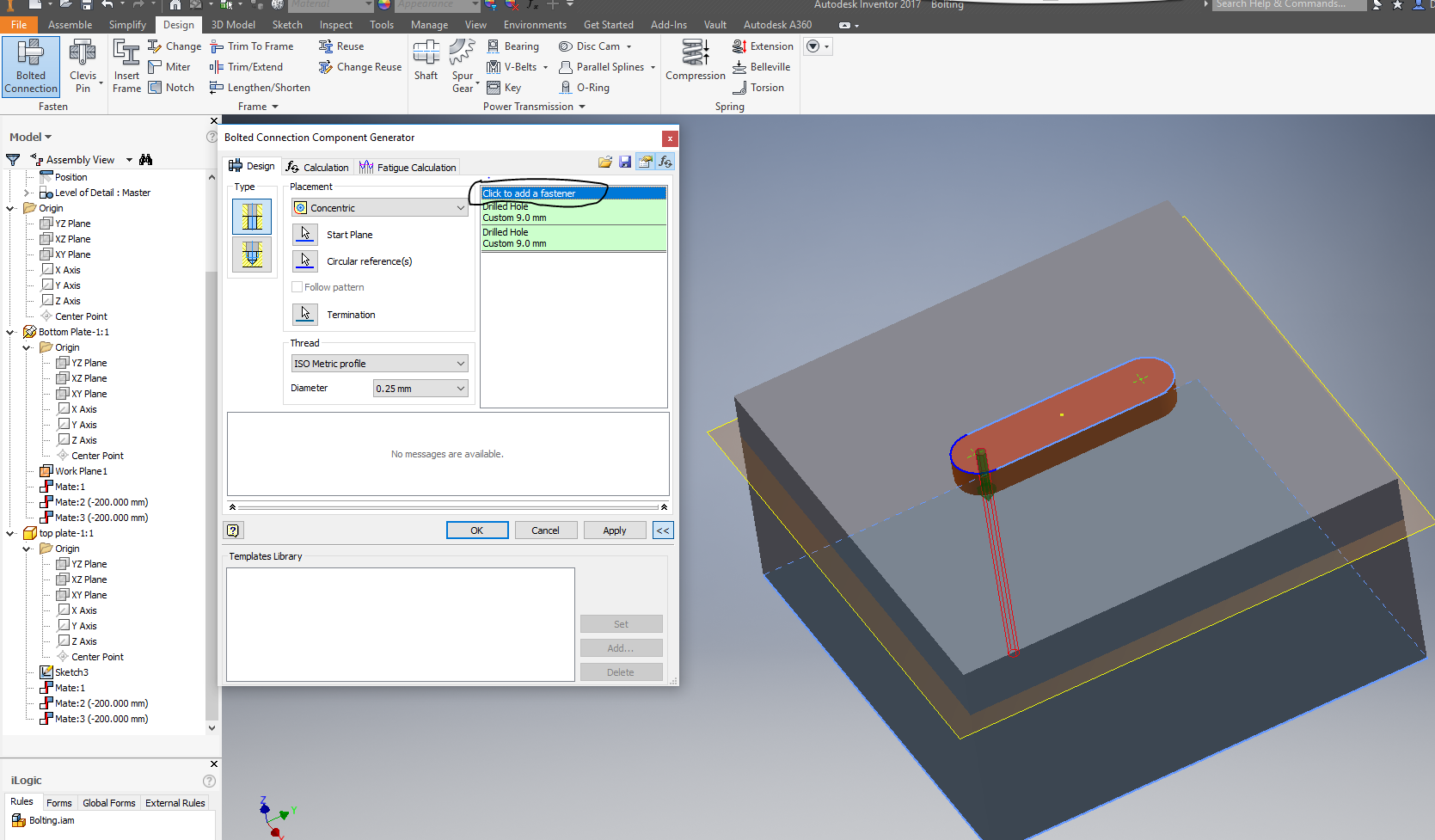 Solved: Inventor 2017: Bolted connection do not show any bolts or ...